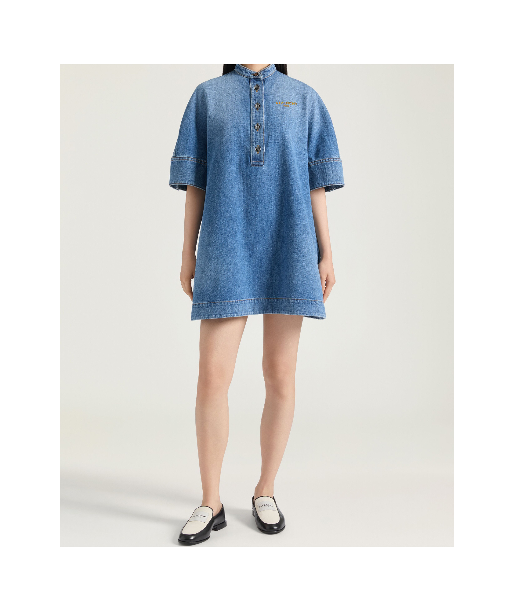 GIVENCHY Givenchy Logo Embroidered Short Sleeve Denim Dress